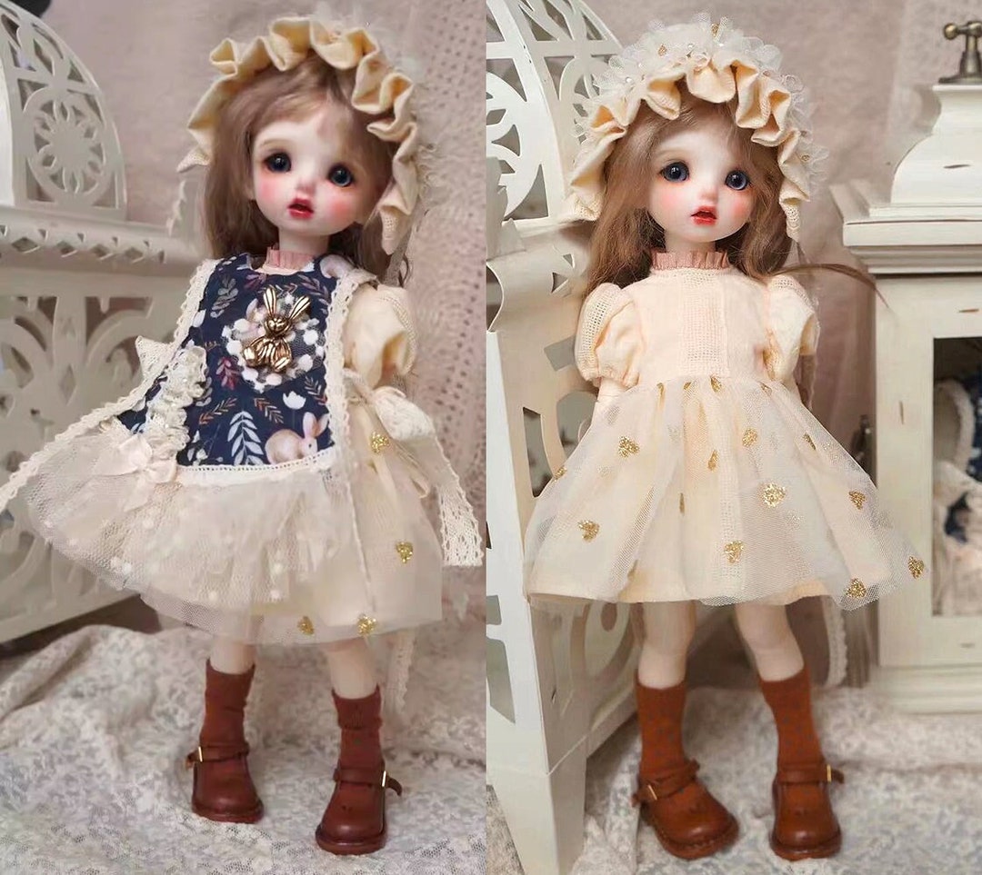 BJD Doll Clothes Yosd Dress Vest Bonnet Pumpkin Shorts socks Set for 1/ ...