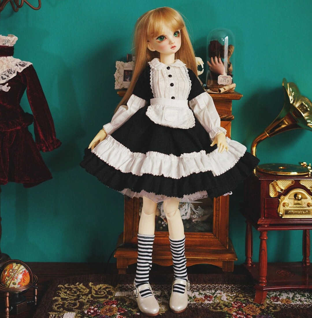 BJD Clothes MSD Doll Clothes 1/4 1/6 1/3 BJD Simple Maid Dress ...
