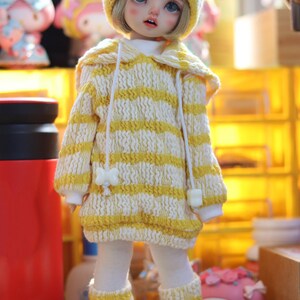 Yosd Hooded Sweater Long Hoodie & Beanie for 1/6 1/4 BJD Neo Blythe ...