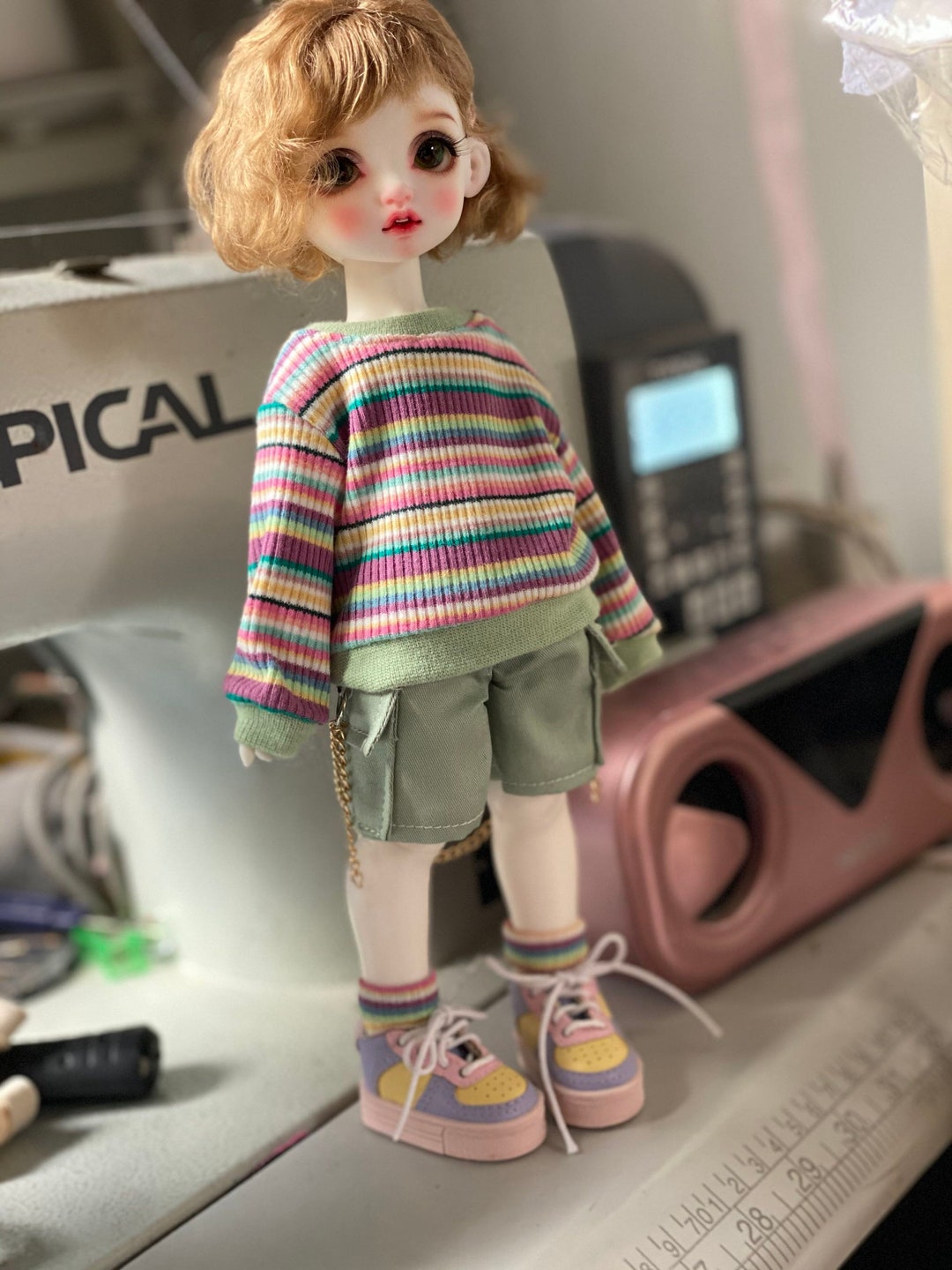 Yosd Sweatshirt & Cargo Shorts Set for 1/6 BJD Doll Clothes Neo Blythe ...