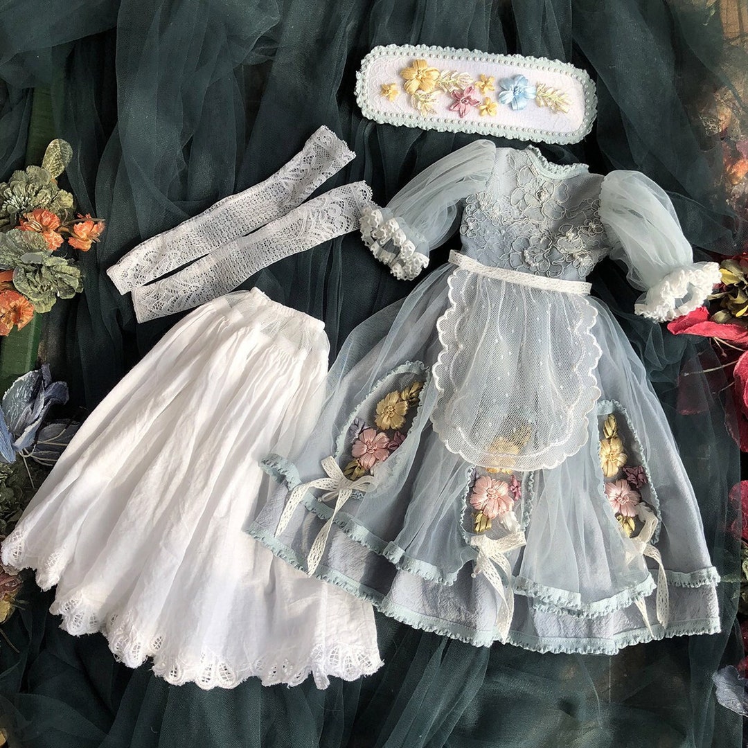 Pink Letter BJD Doll Clothes MSD SD Dress Headdress Apron Socks Bustle ...