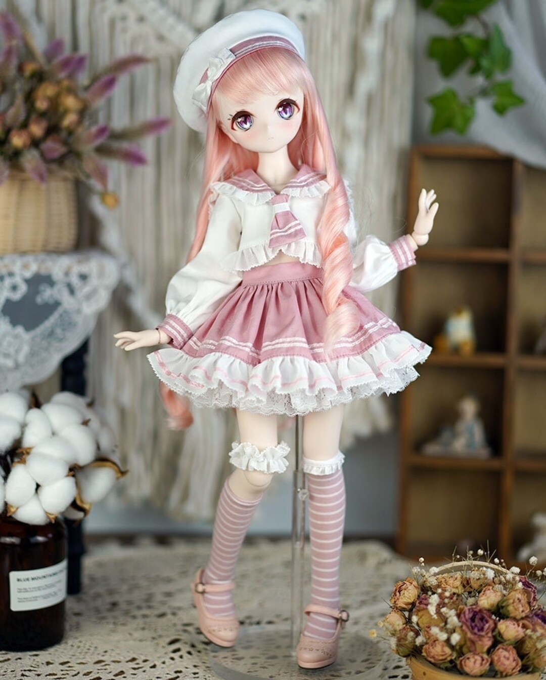 Bjd Doll Clothes MSD MDD Shirt Skirt Hat Socks Set for 1/4 BJD Outfit ...