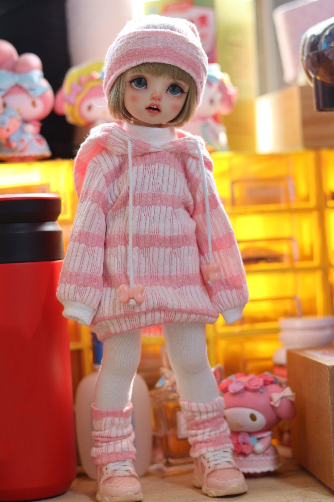 Yosd Hooded Sweater Long Hoodie & Beanie for 1/6 1/4 BJD Neo Blythe ...