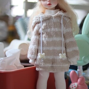 Yosd Hooded Sweater Long Hoodie & Beanie for 1/6 1/4 BJD Neo Blythe ...