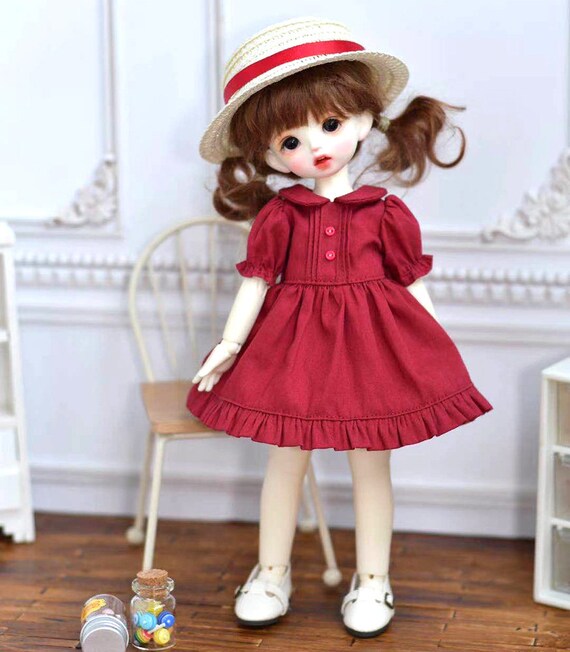 Toys Doll Clothing BJD Clothes Yosd plain Dress w ribon for 1/6 1/4 MSD ...