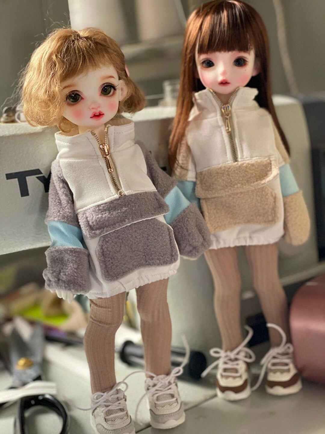 Yosd MSD Zippered Sweatshirt for Winter for 1/6 1/4 BJD Doll Clothes ...