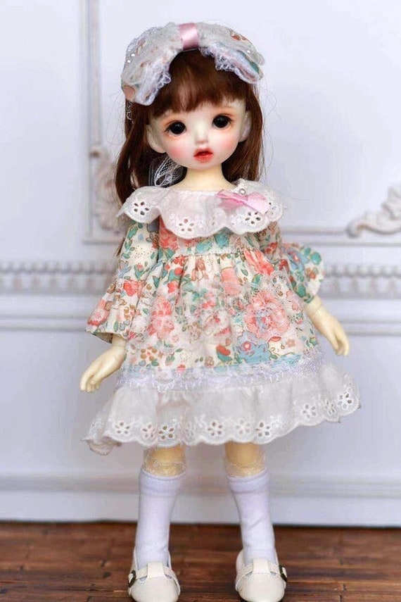 Toys Doll Clothing BJD Clothes Yosd plain Dress w ribon for 1/6 1/4 MSD ...