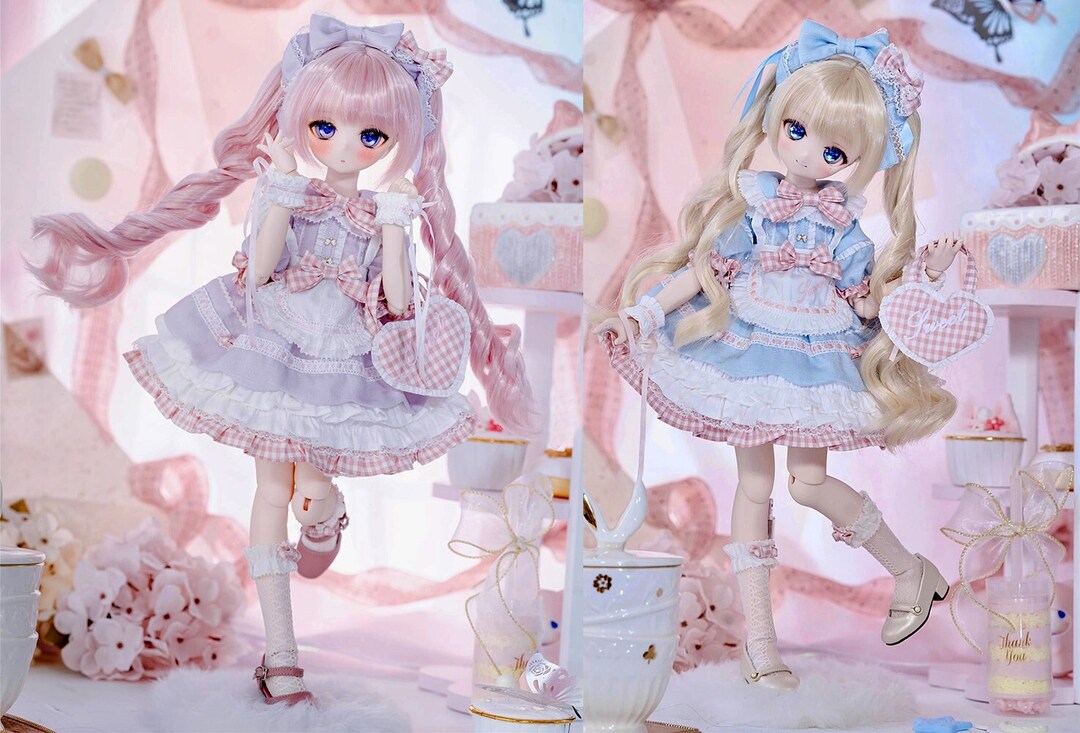 BJD Clothes Mdd Kumako Msd Dressapronbustlehairbandbagsleevesbow ...