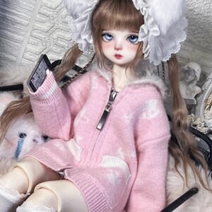 BJD Doll Clothes MSD MDD Kumako Cardigan Sweater Knitted Coat for 1/4 ...