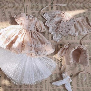 BJD Clothes Yosd Dress Apron Bustle Hat Socks Set for 1/3 1/4 1/6 BJD ...