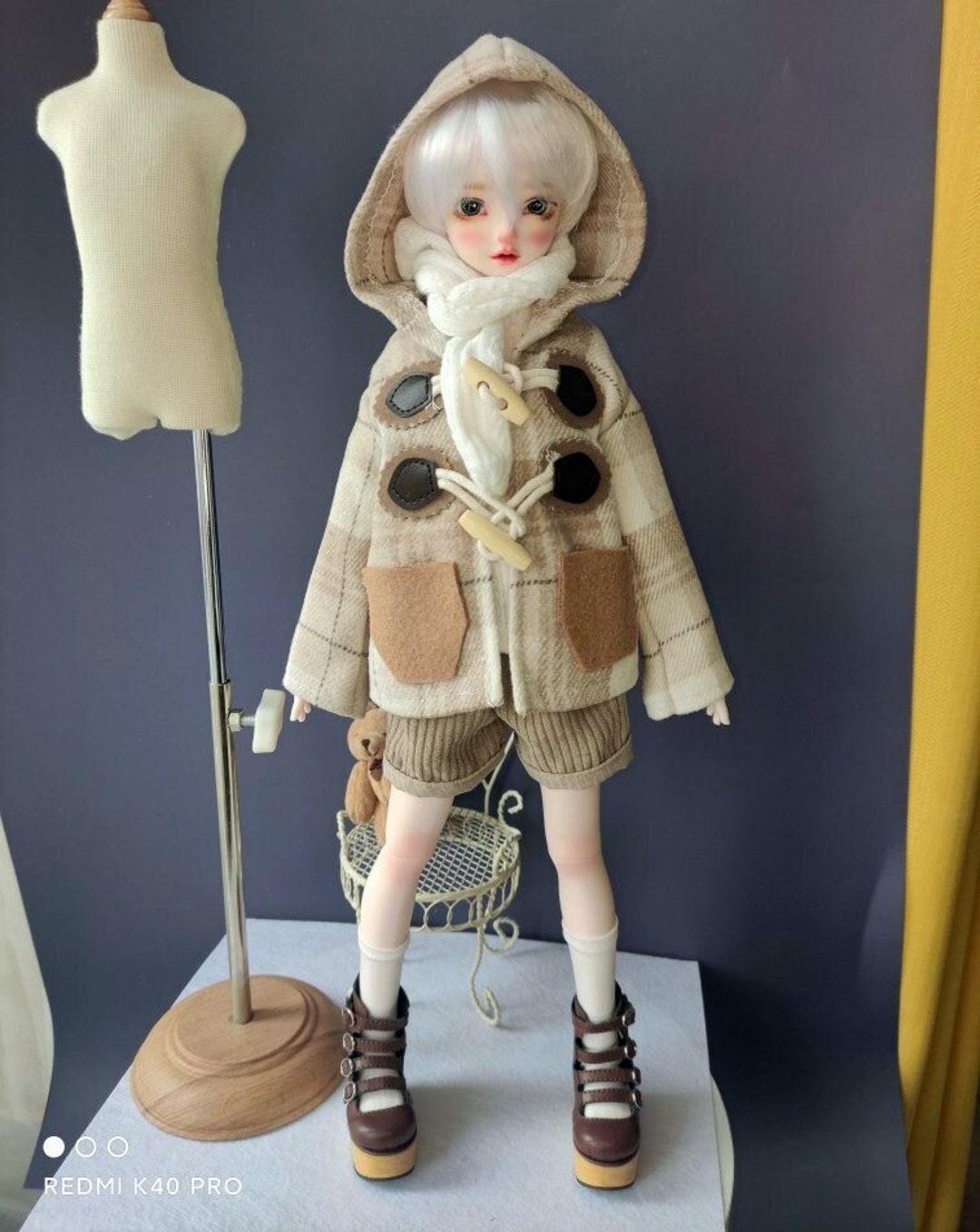 BJD Doll Clothes MSD Mdd Hooded Jacket Shorts Scarf Set for 1/4 BJD ...