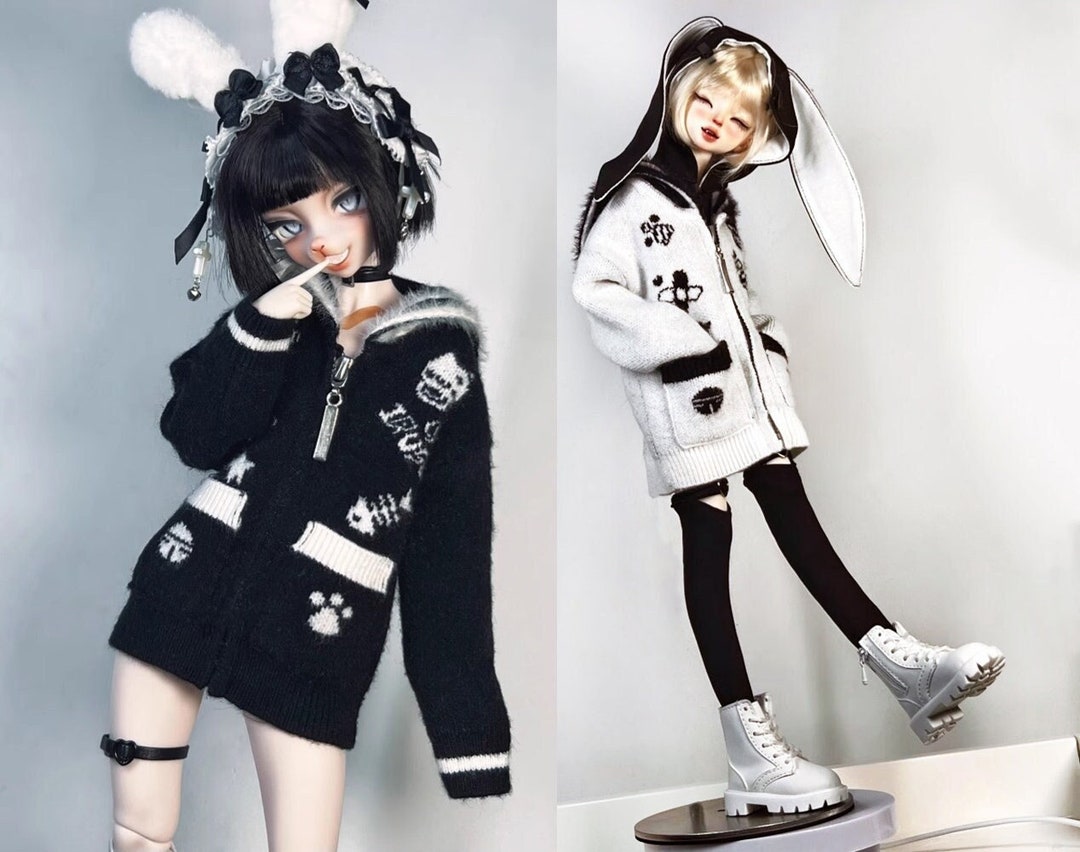 BJD Doll Clothes MSD MDD Kumako Cardigan Sweater Knitted Coat for 1/4 ...