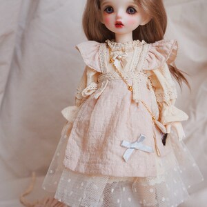 BJD Clothes Yosd Dress Apron Headdress Bagsocks Set for 1/3 1/4 1/6 BJD ...