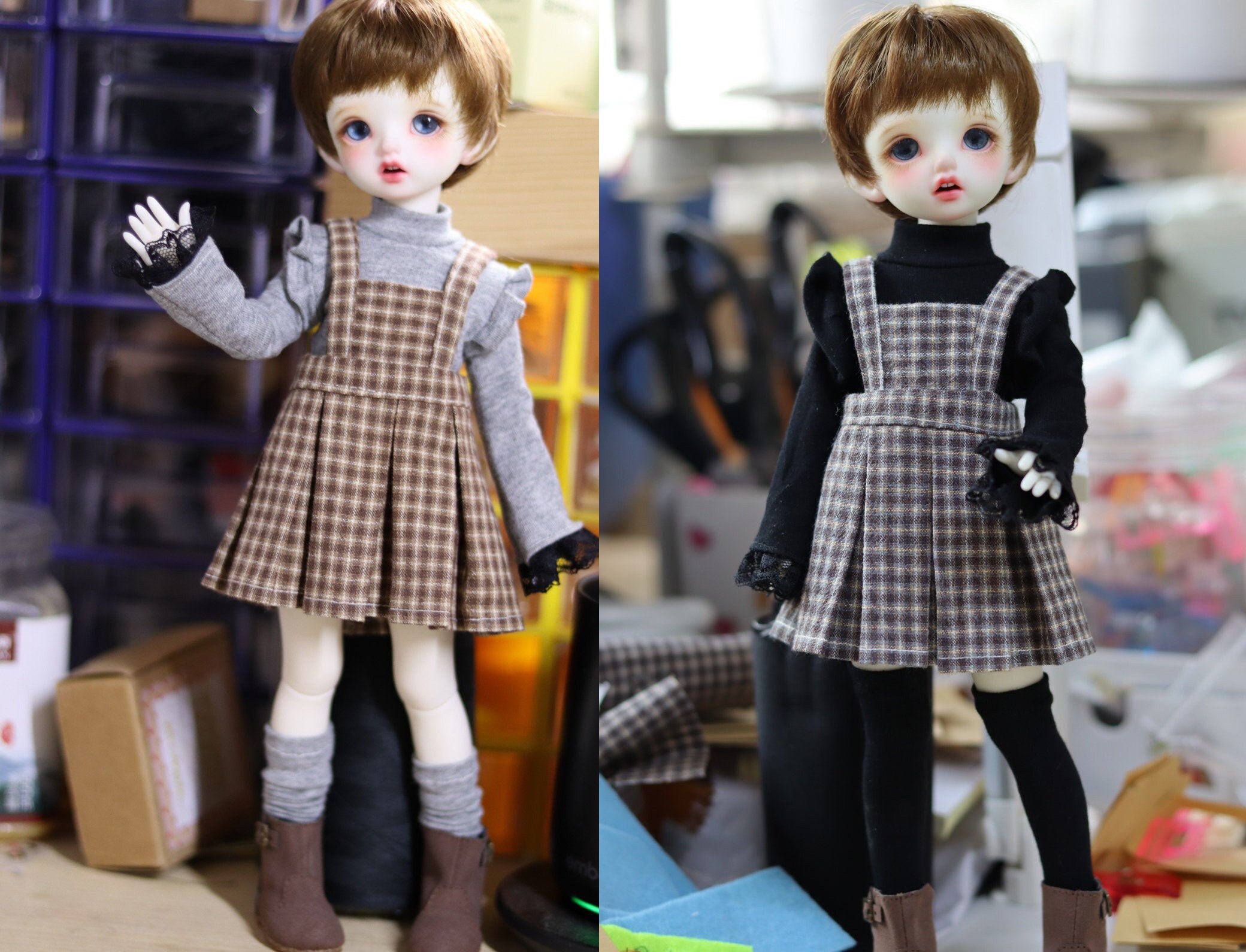 Yosd MSD Plaid Overall Dress Shirt Socks Set 1/6 1/4 BJD | Etsy
