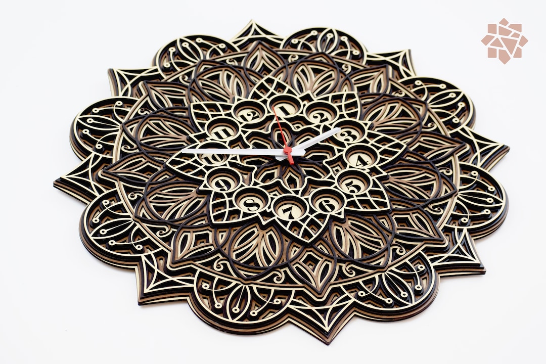3D Clock Mandala, Laser Cut Files, Cnc Plans, Dxf Files, Dxf Project, Cnc Project, Svg Files ...