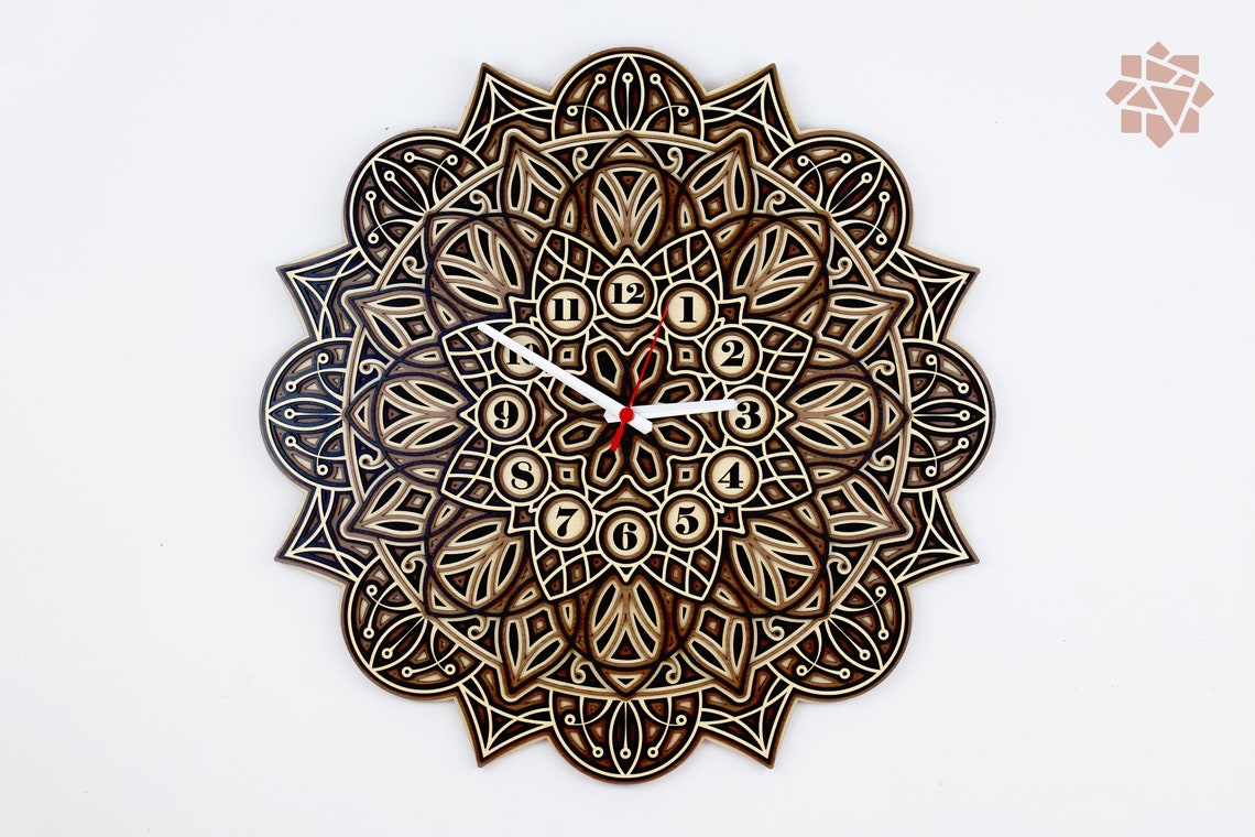 3D Clock Mandala, Laser Cut Files, Cnc Plans, Dxf Files, Dxf Project ...
