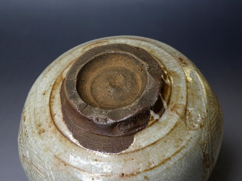 19th-century Ofukei Ware Tawara Tea Bowl With Crackled Glaze and Floral ...