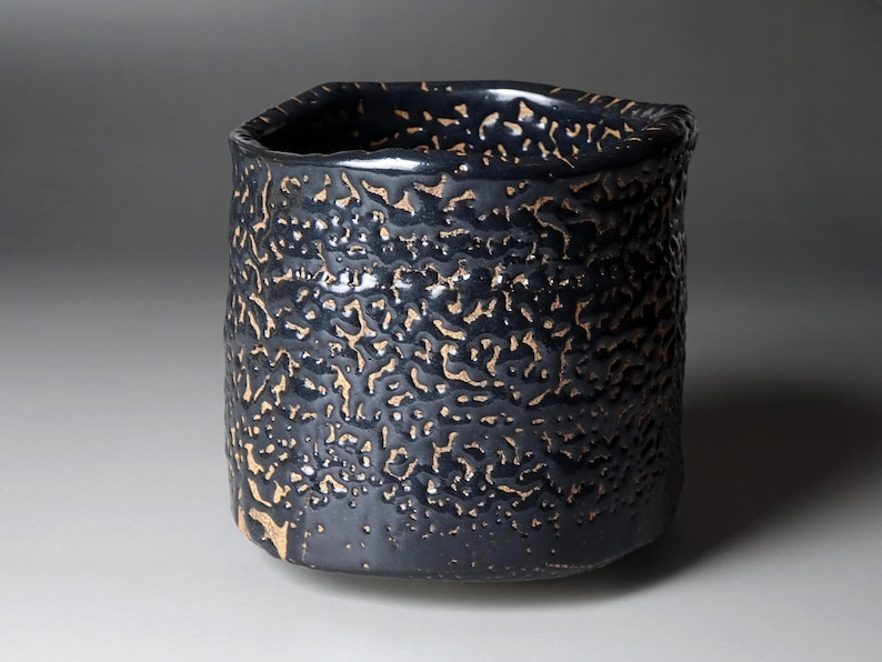 Ichiyo Nakajima (b. 1949) Kuro Oribe Chawan Wabi Sabi Studio Pottery ...