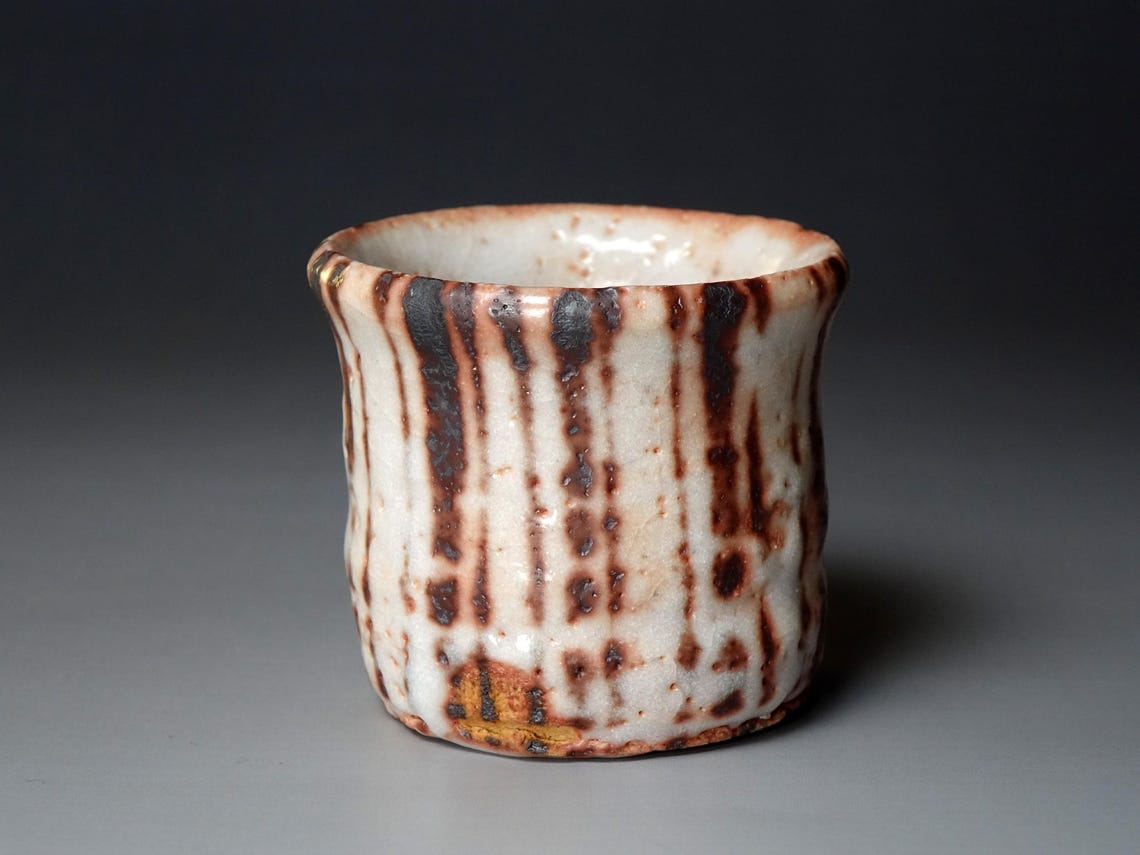 Wakao Toshisada (b. 1933) Shino Sake Cup: Japanese Pottery With Signed ...
