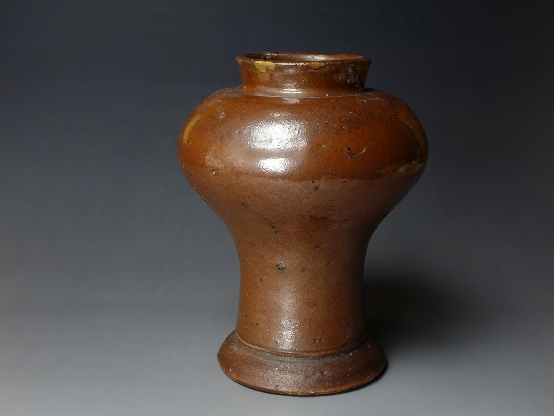 Rare 19c Seto Ware Tenmoku Flower Vase of With Gold Repairs Japanese ...