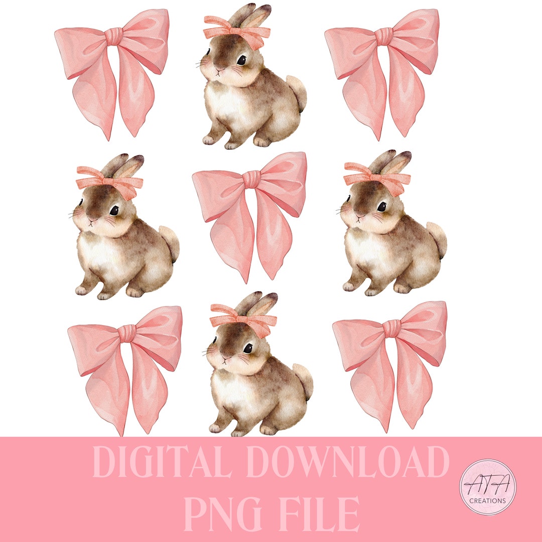 Coquette PNG, Coquette Easter Bow PNG, Coquette PNG, Bunny and Bow Png ...