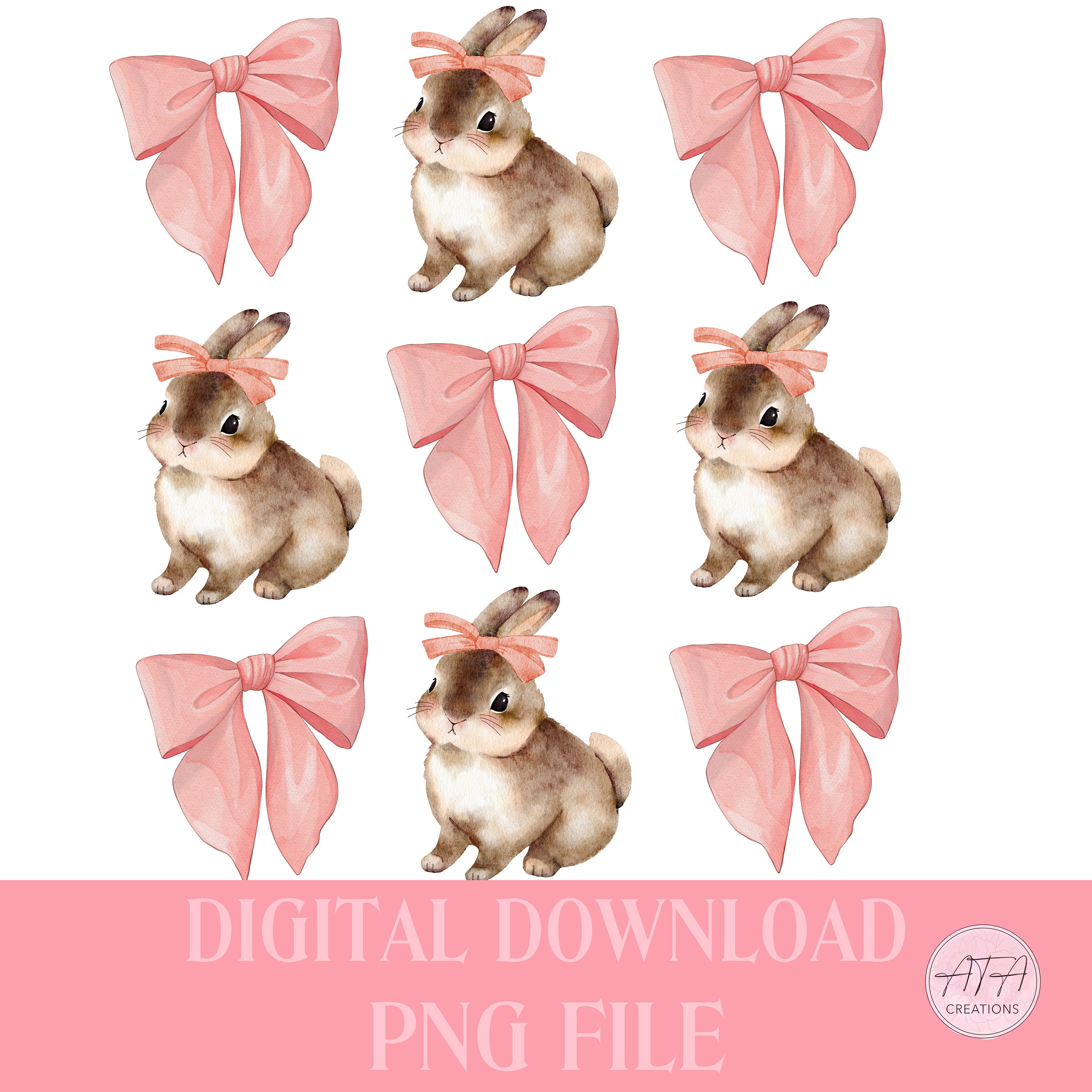 Coquette PNG, Coquette Easter Bow PNG, Coquette PNG, Bunny and Bow Png ...