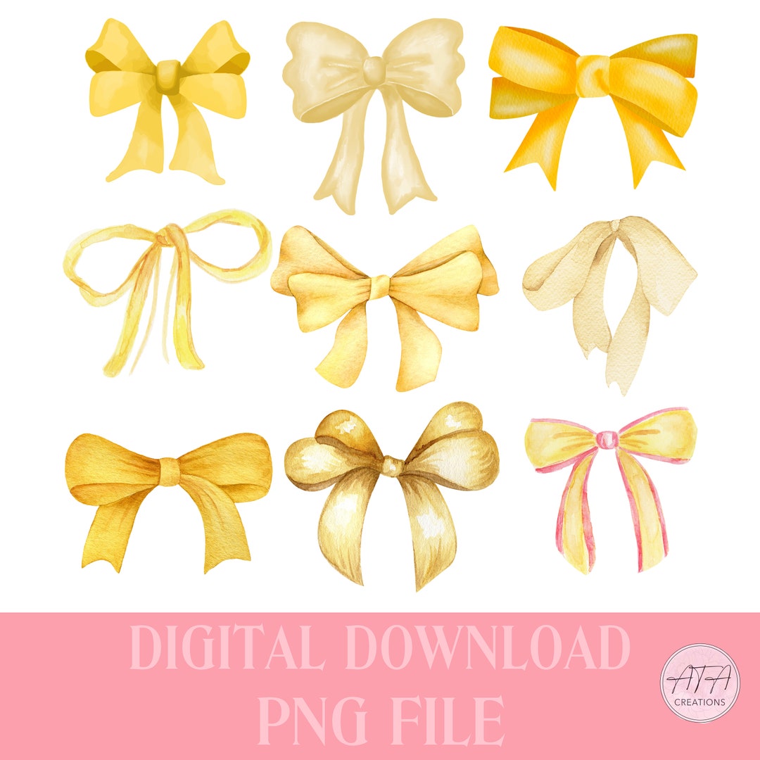 Coquette Valentines PNG, Bow PNG, Coquette PNG, Yellow Bows Png, Soft Girl Era Png, Spring Png ...