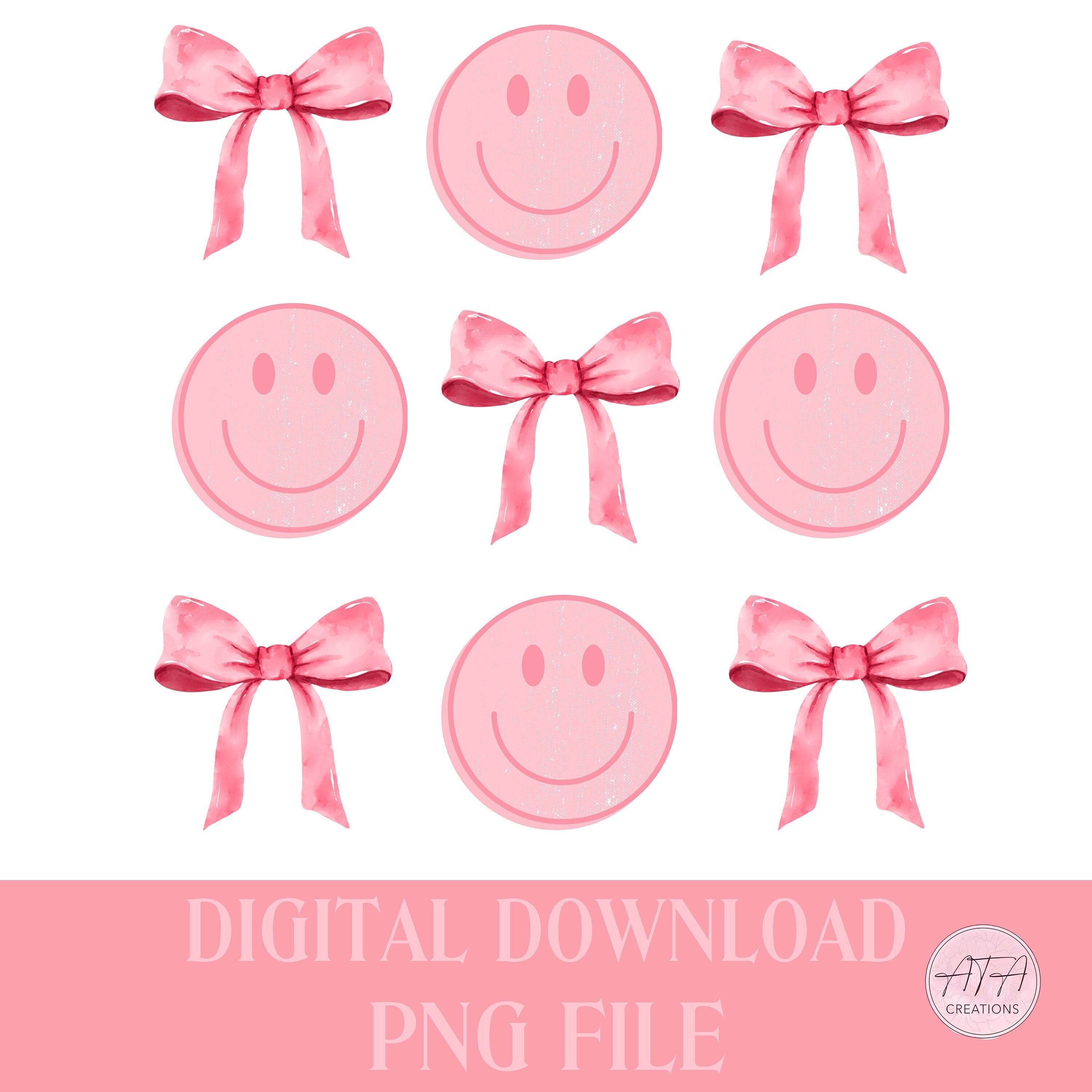 Coquette Valentines PNG, Bow PNG, Coquette PNG, Pink Bows Png, Smiley ...