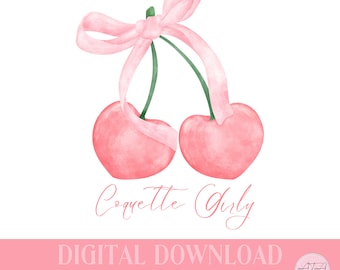 Coquette Valentines PNG, Bow PNG, Coquette PNG, Cherries, Bows and ...