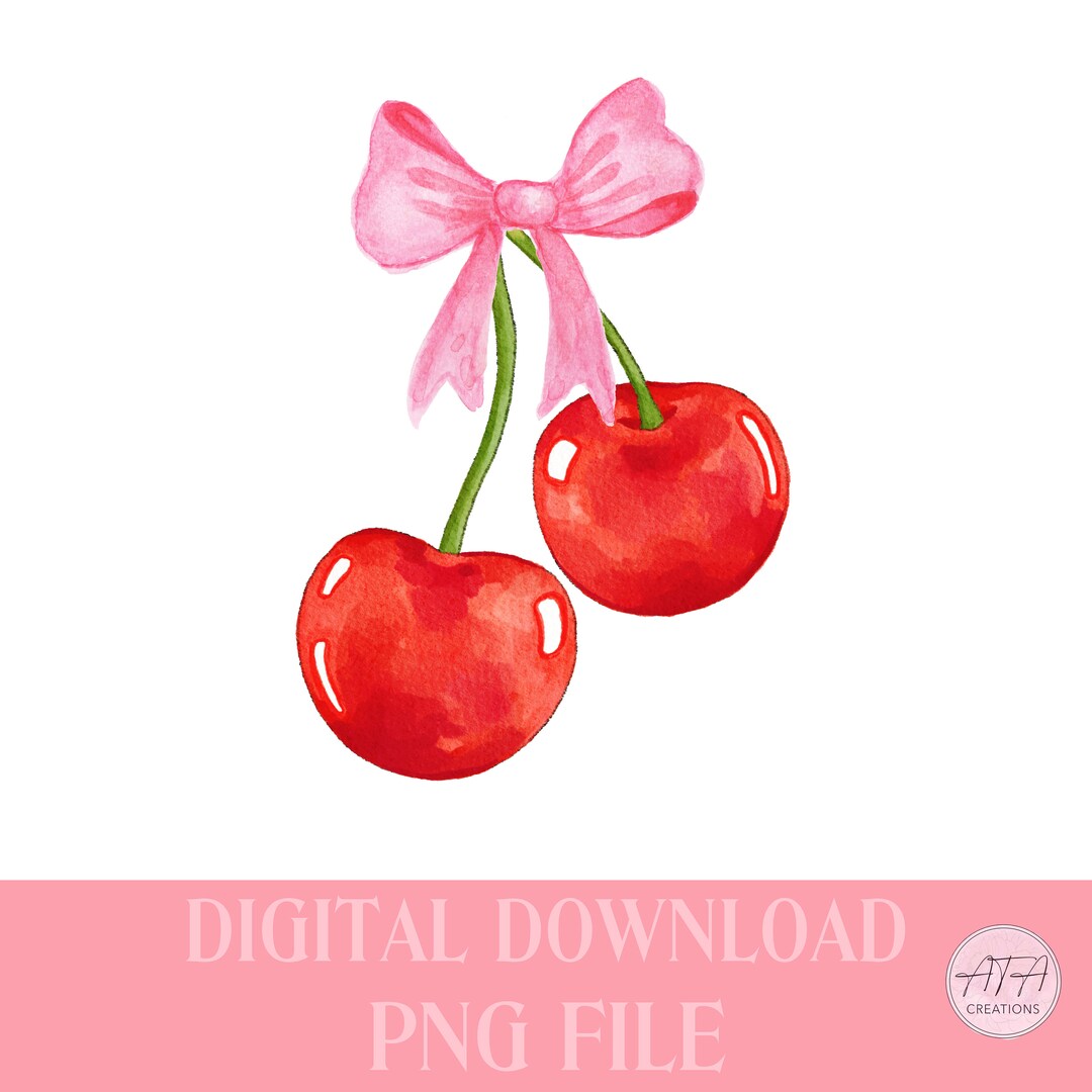 Coquette Valentines PNG, Bow PNG, Coquette PNG, Cherries, Bows and ...