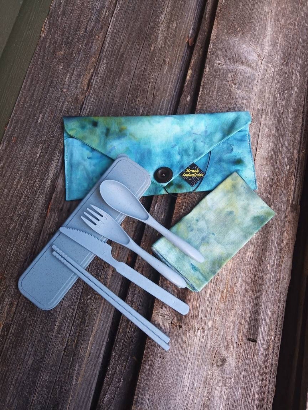 Hand-dyed Utensil Set With Matching Napkin - Etsy