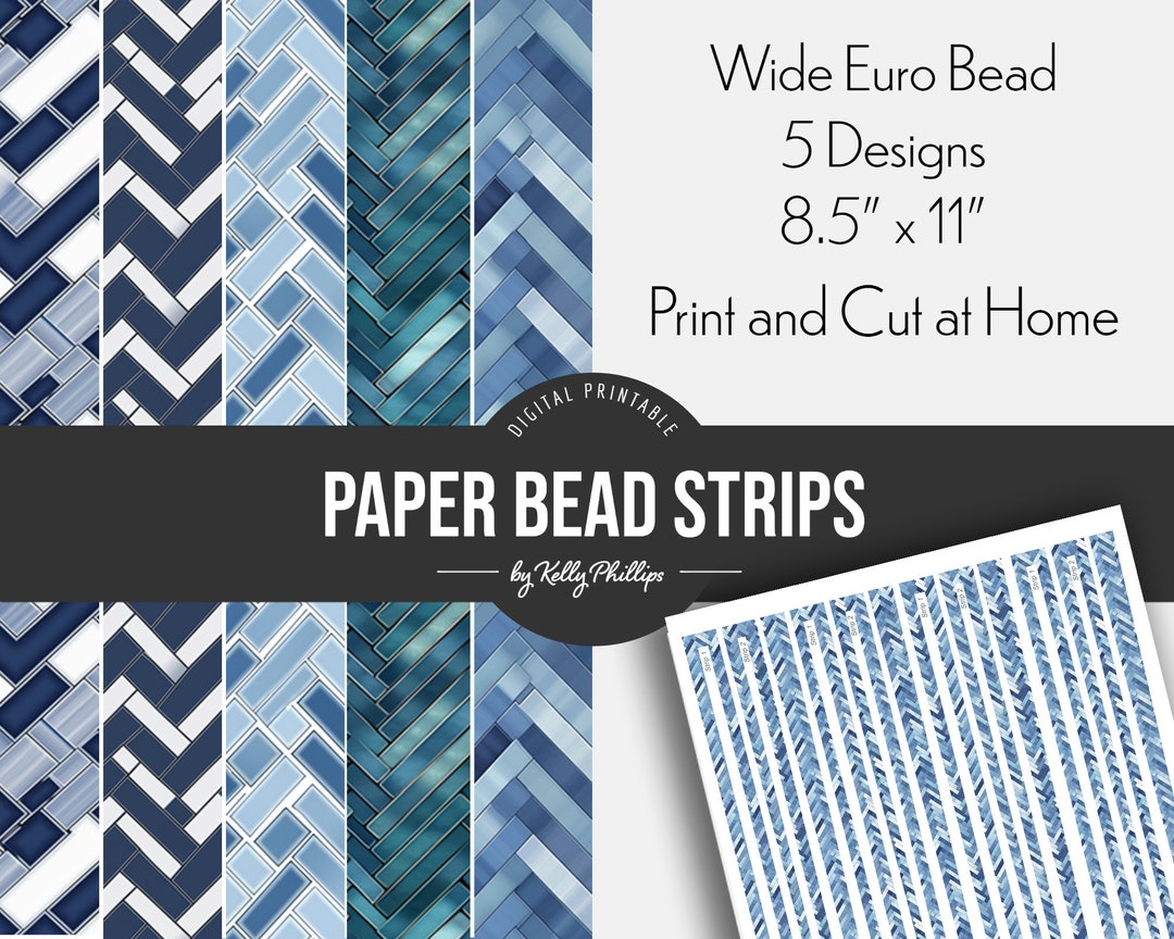 Blue Herringbone Patterns | Printable Digital Paper Strips | Wide Euro ...