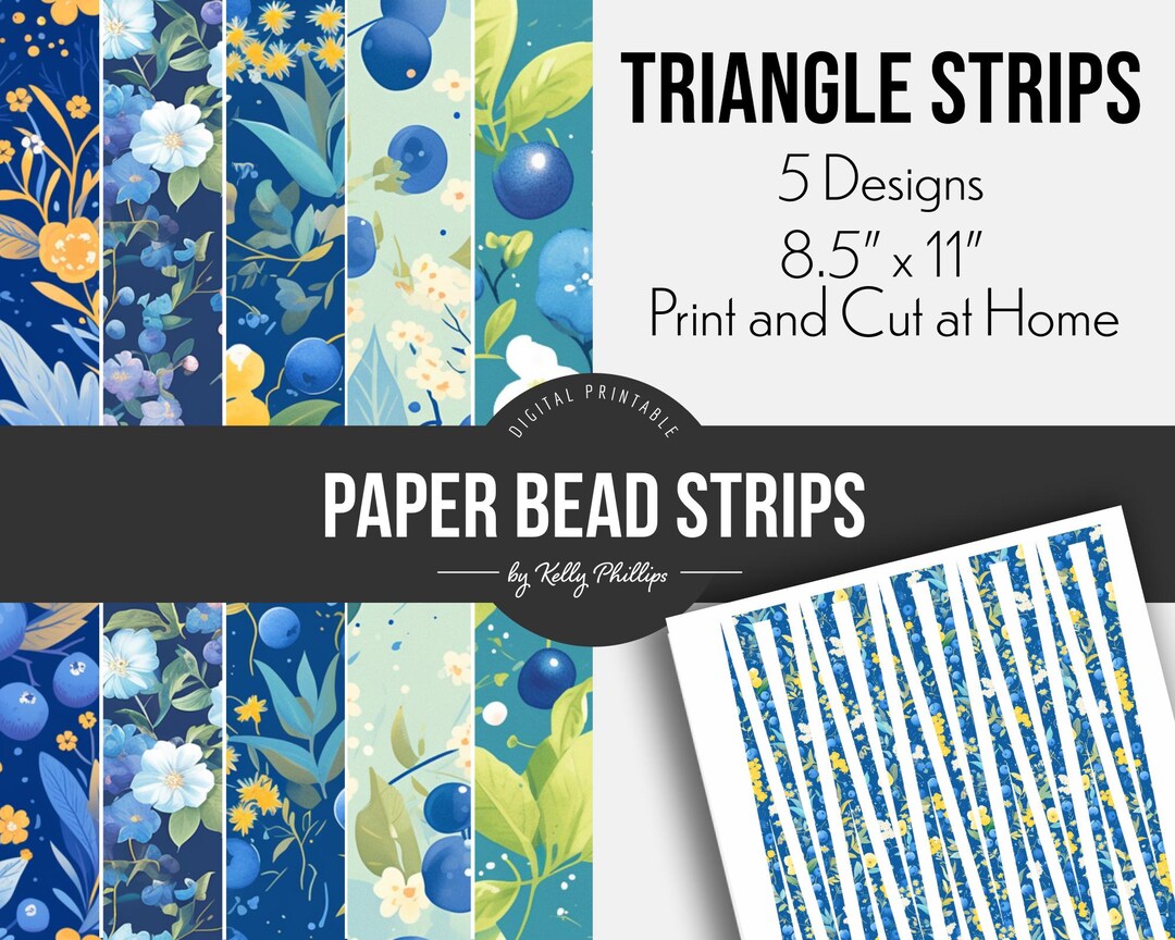 Blueberry Patterns | Printable Digital Paper Bead Strips | Triangle ...
