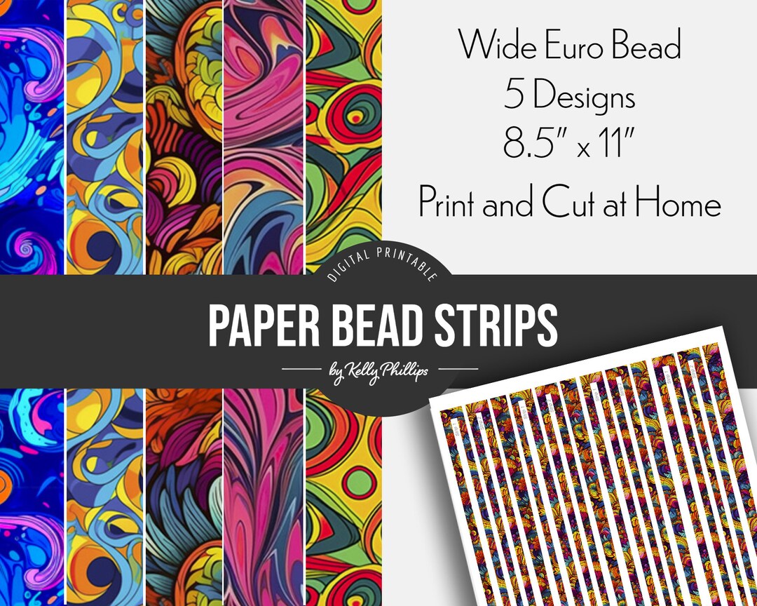 Psychedelic Patterns Printable Digital Paper Strips wide - Etsy