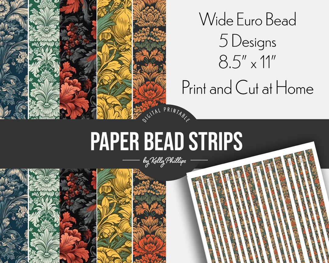 Victorian Florals | Printable Digital Paper Strips | Wide Euro Bead - Etsy