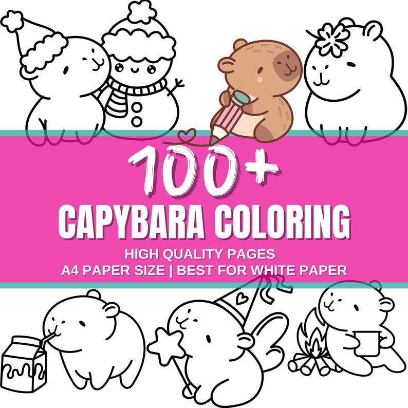 Capybara Coloring Pages Free PDF Printables - Etsy