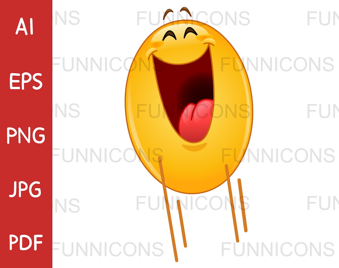 Clipart Cartoon of a Happy Emoji Emoticon Jumping in the Air - Etsy