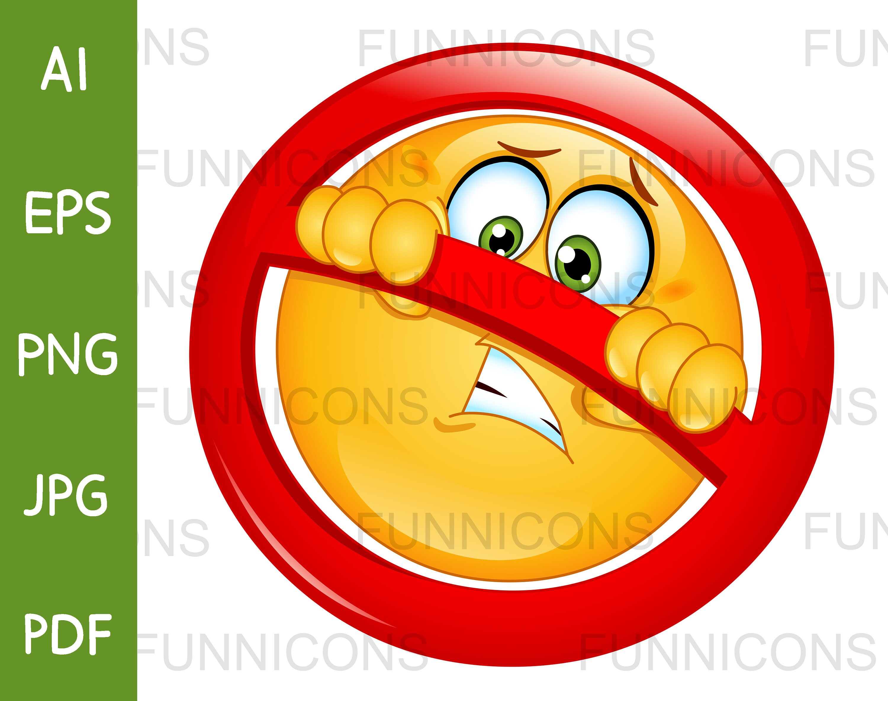 Clipart Cartoon of Emoticon Behind a Not Allowed Sign, Ai Eps Png Jpg ...