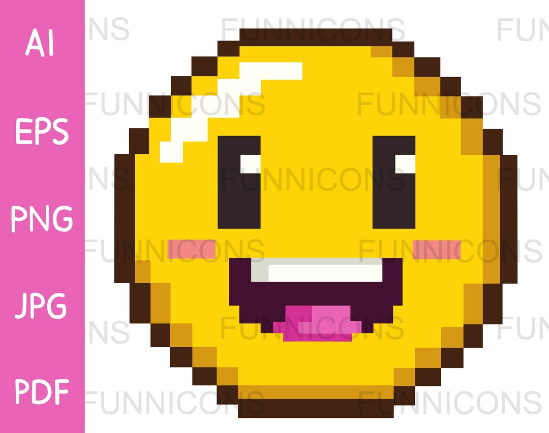 Clipart Cartoon Showing a Happy Emoticon in 8-bit Pixel Art, Ai Eps Png ...