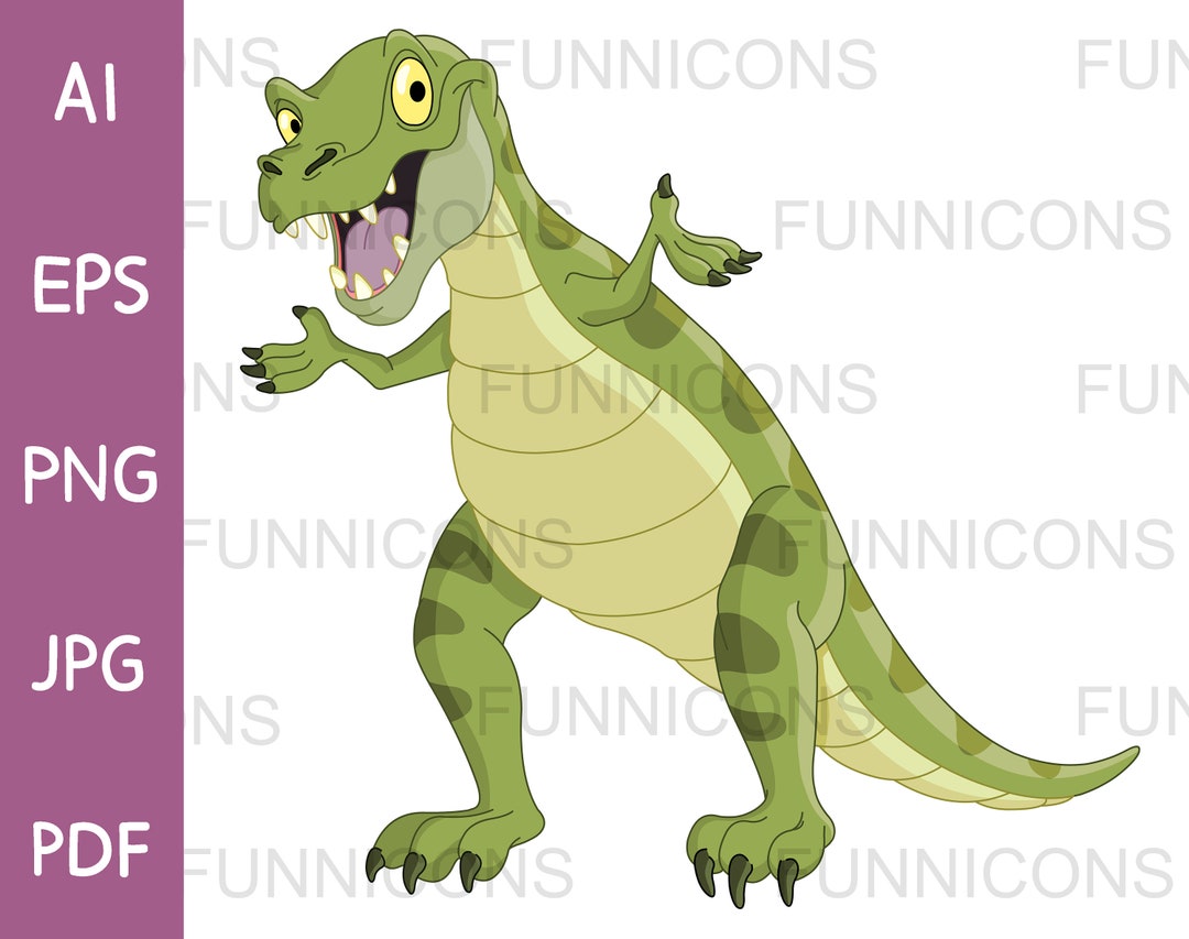 Clipart Cartoon of a Happy Green T-rex Trex T Rex Dinosaur Shrugging ...