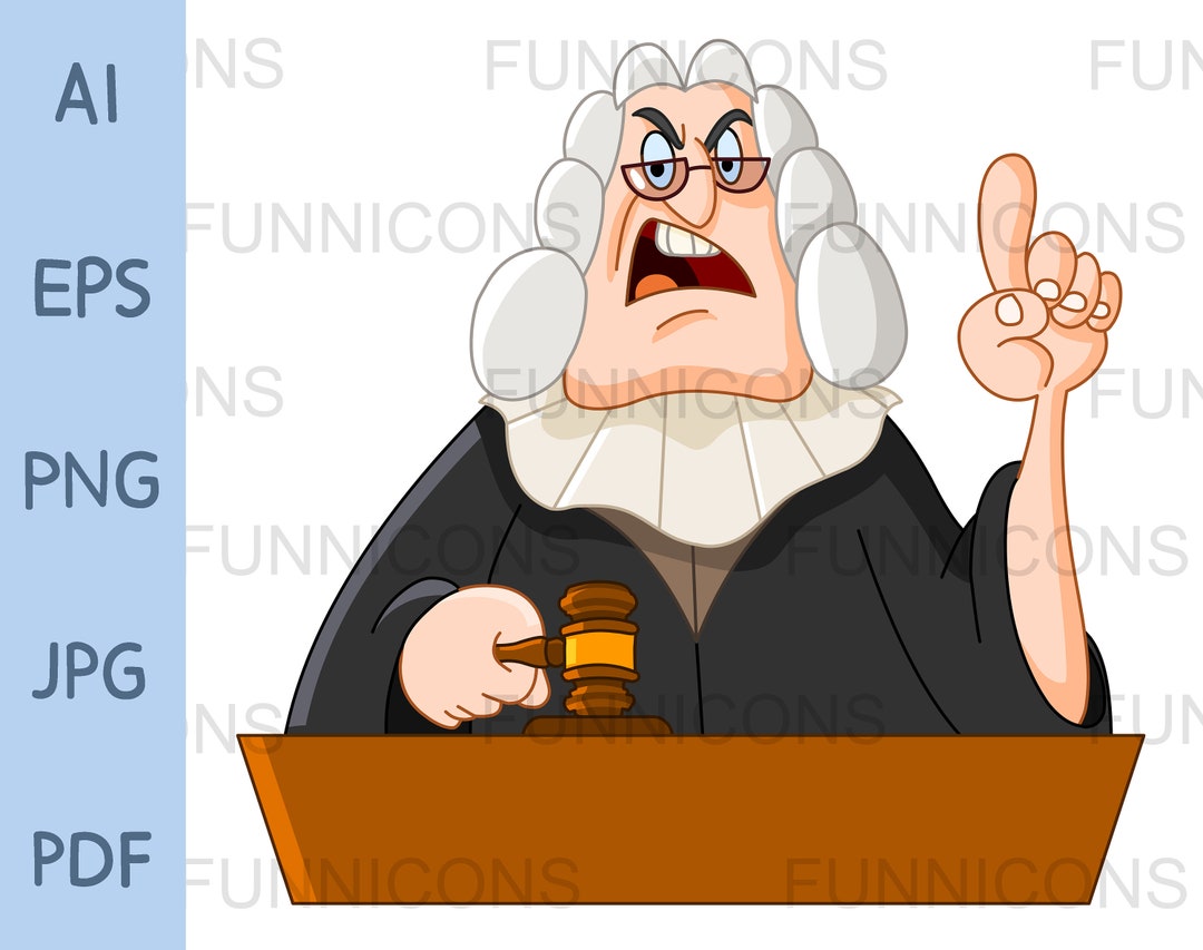 Clipart Cartoon of a Judge Pointing and Holding a Gavel Making a ...