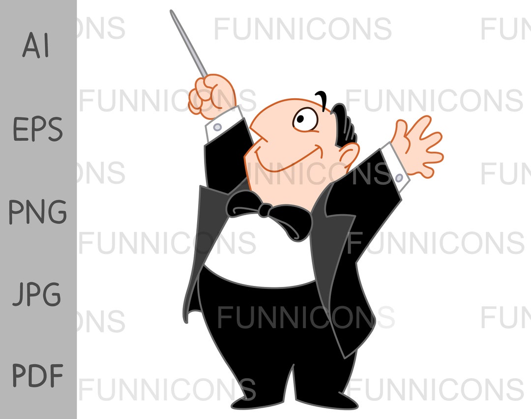 Clipart Cartoon of a Happy Conductor, Ai Eps Png Jpg and Pdf Files ...