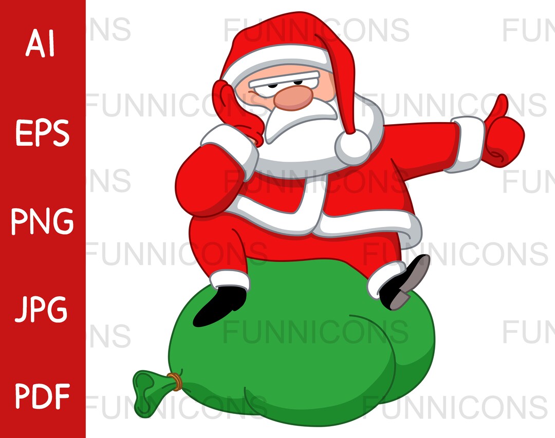 Christmas Clipart Cartoon of Upset Santa Claus Sitting on a Sack of ...