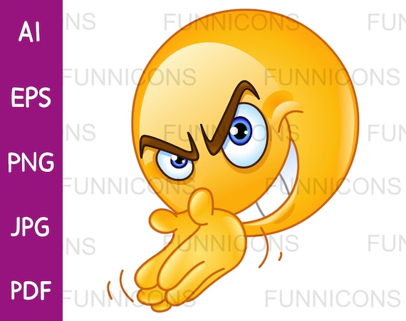 Clipart Cartoon of a Scheming Villain Emoji Emoticon Rubbing | Etsy
