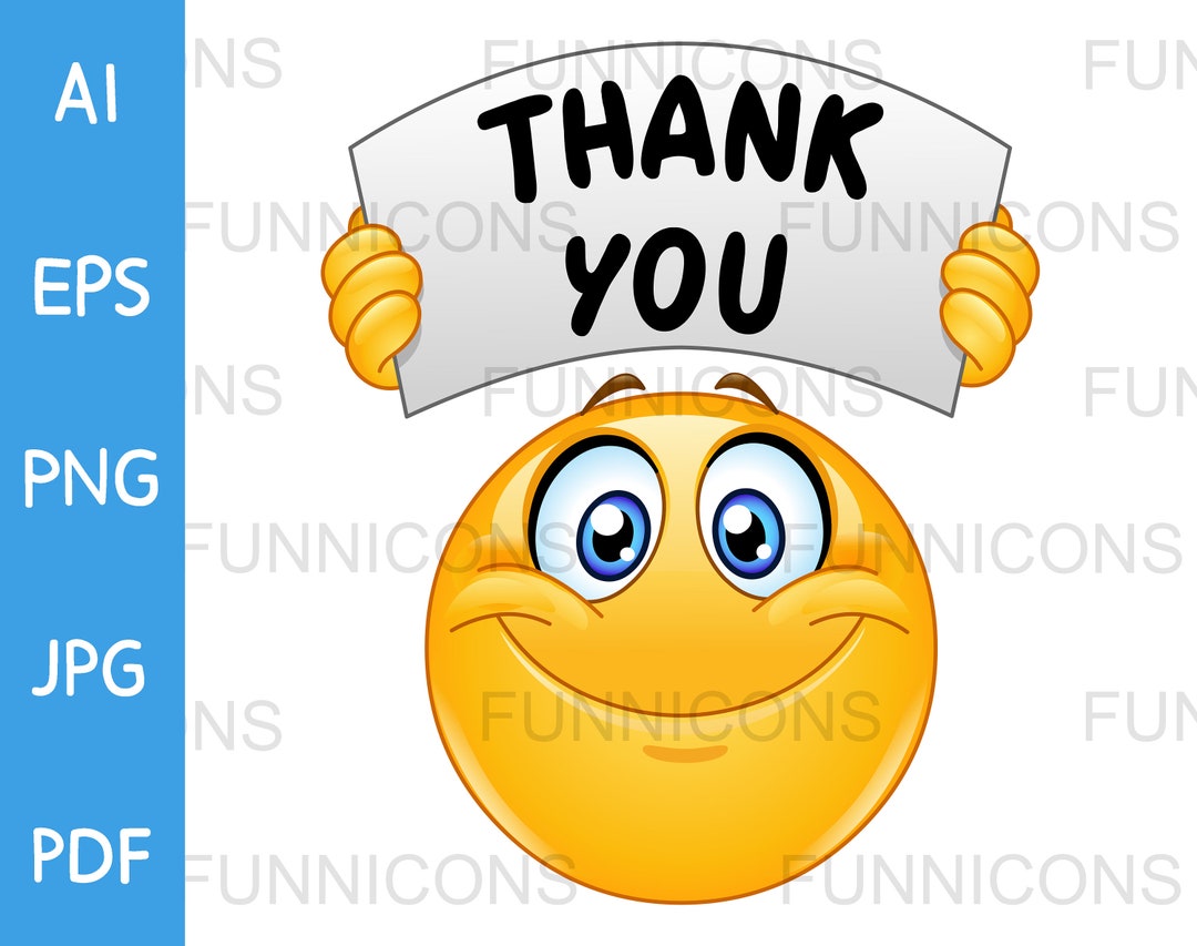 Emoticon With Thank You Sign, Vector Clipart Illustration, Ai Eps Png ...