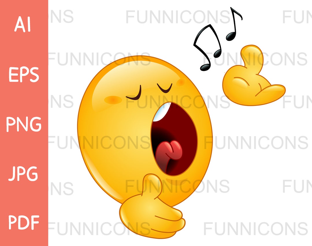 Clipart Cartoon of Emoticon Singing With Music Notes, Ai Eps Png Jpg ...