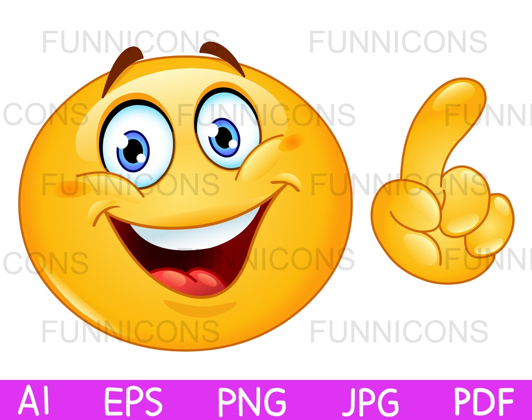 Clipart Cartoon of an Emoticon Making a Point With His Finger, Ai Eps ...