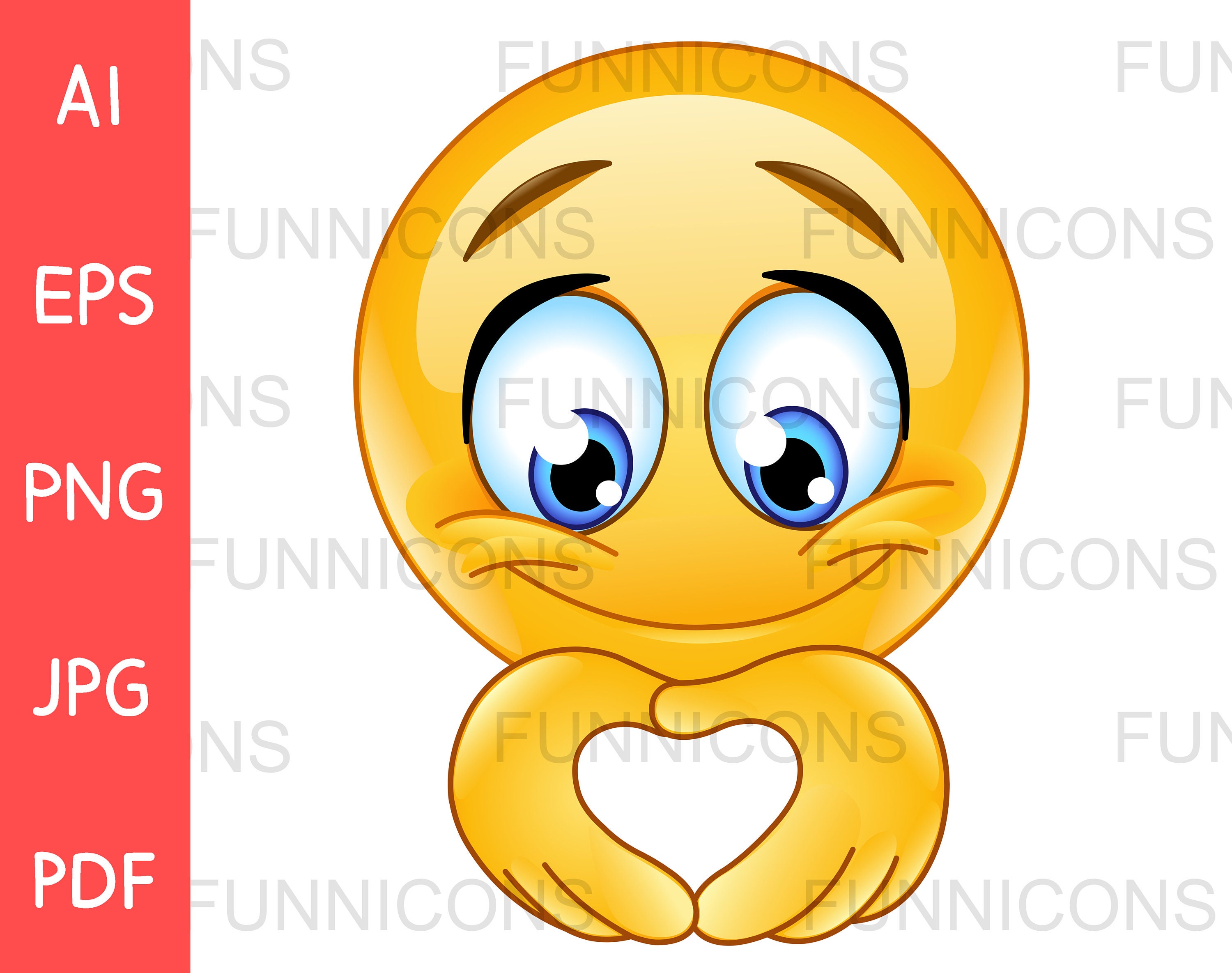 Valentines Day love clipart cartoon of an emoji emoticon | Etsy