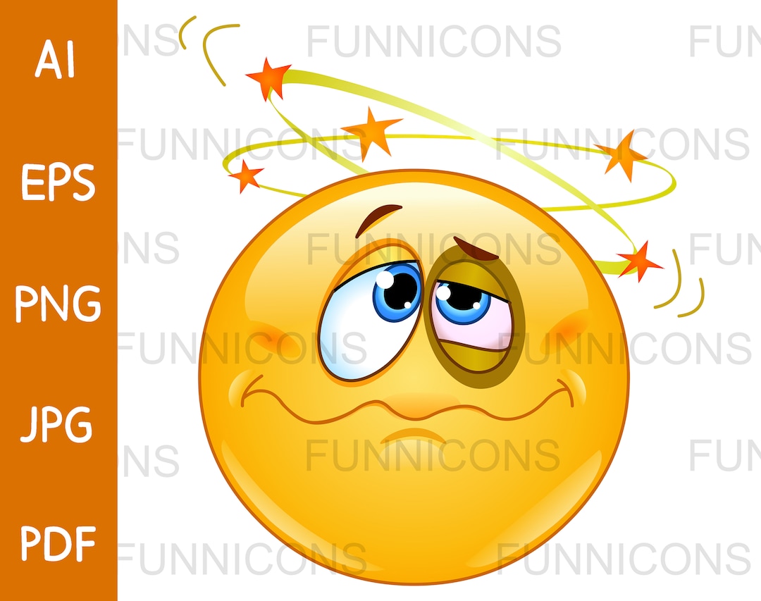 Clipart Cartoon of a Knocked Out Emoticon Face Seeing Stars, Ai Eps Png ...