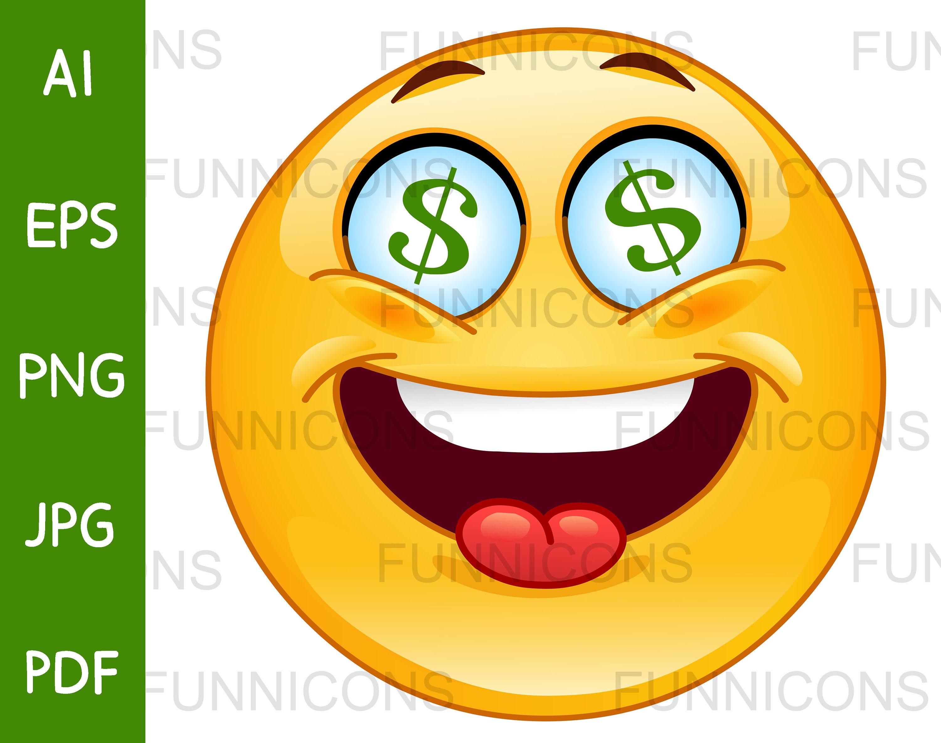 Clipart Cartoon of a Happy Emoji Emoticon With Dollar Eyes Ai - Etsy Israel